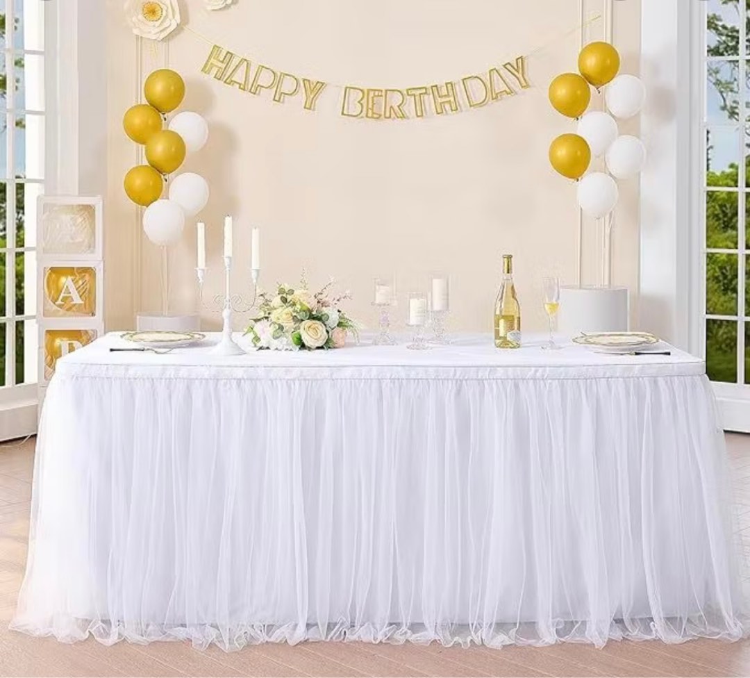 Table skirting cloth for party x2, Hobbies & Toys, Stationery & Craft ...