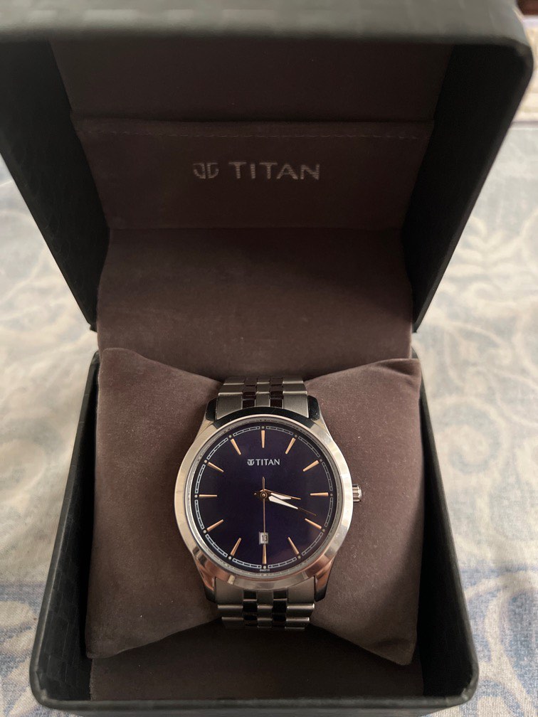 Titan Blue Dial with Date 40mm, Men's Fashion, Watches & Accessories ...
