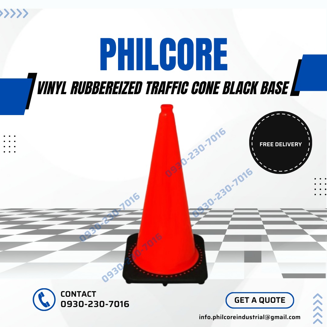 Vinyl Rubbereized Traffic Cone Black Base, Rubberized Traffic Cone ...