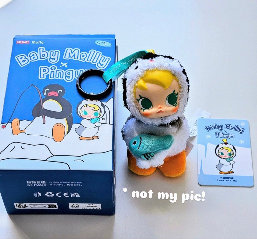 WTT Baby Molly x Pingu Happy Fishing Plush Vinyl Pendant Keychain Blind ...