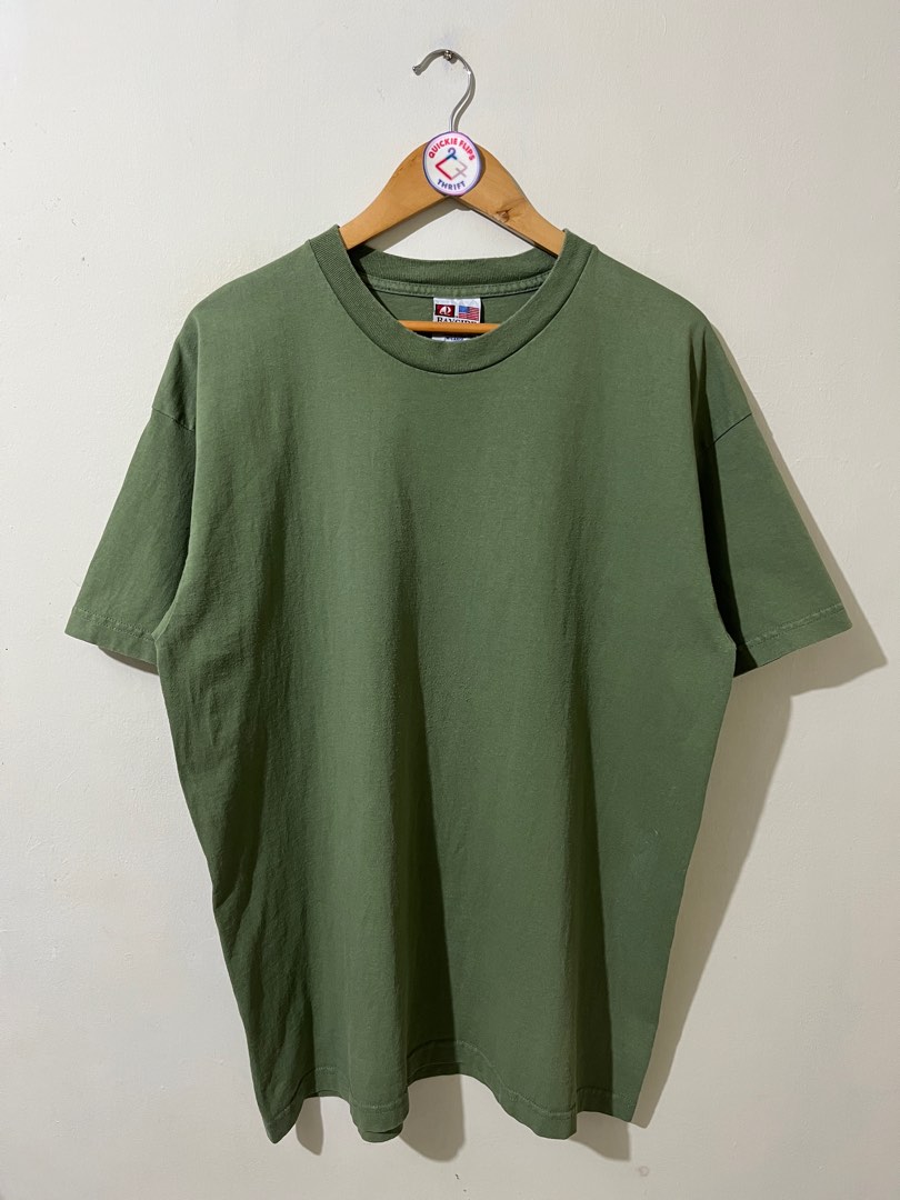 Bayside Plain Blank Army Green Tee, Men's Fashion, Tops & Sets, Tshirts ...
