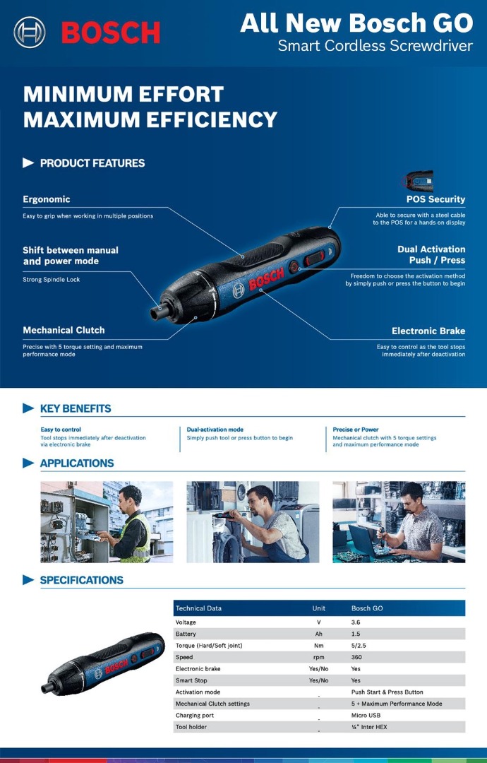 Bosch GO 2 Smart Cordless Screwdriver Kit, Everything Else, Others on ...
