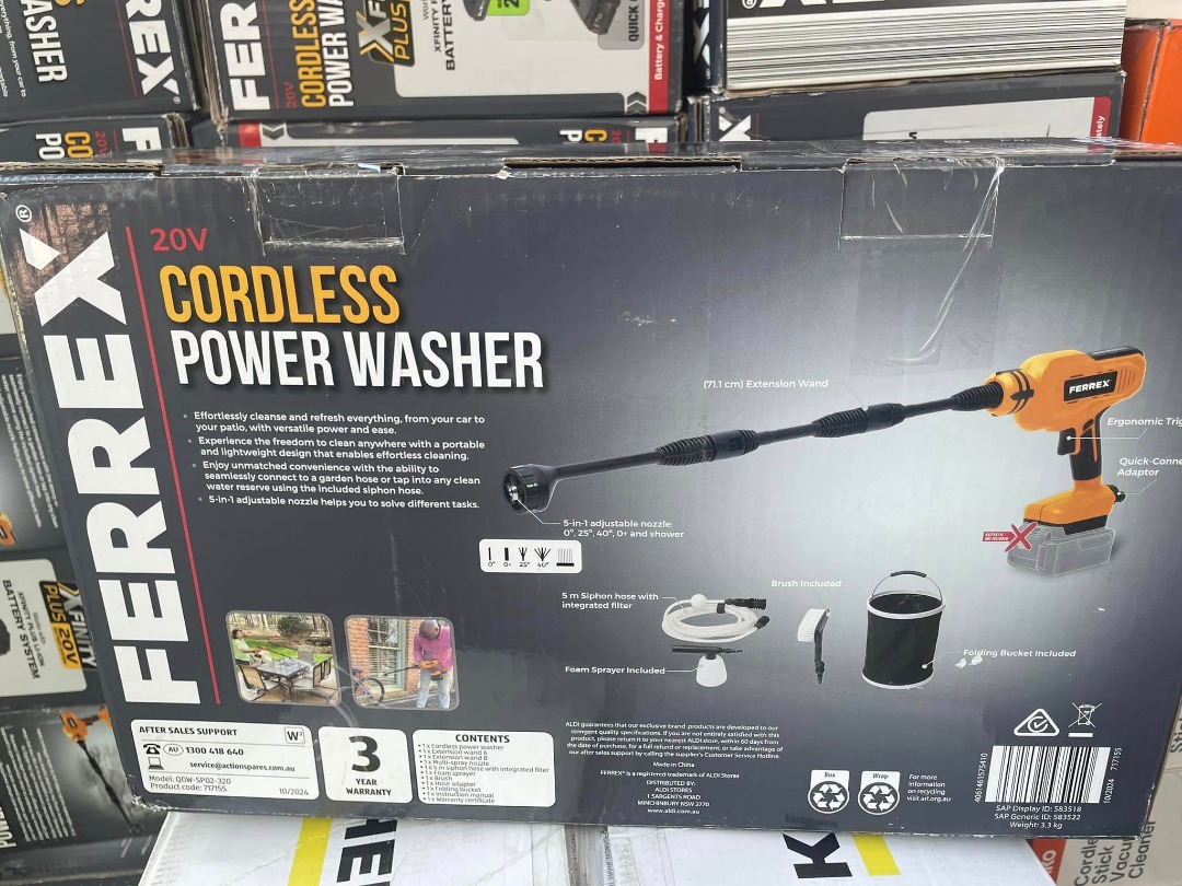 Ferrex 20V Cordless Power Washer, Furniture & Home Living, Cleaning ...
