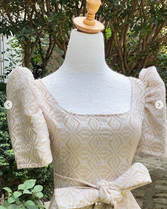 Modern Filipiniana Dress (Inabel Weave) (Rent or Sale), Women's Fashion ...