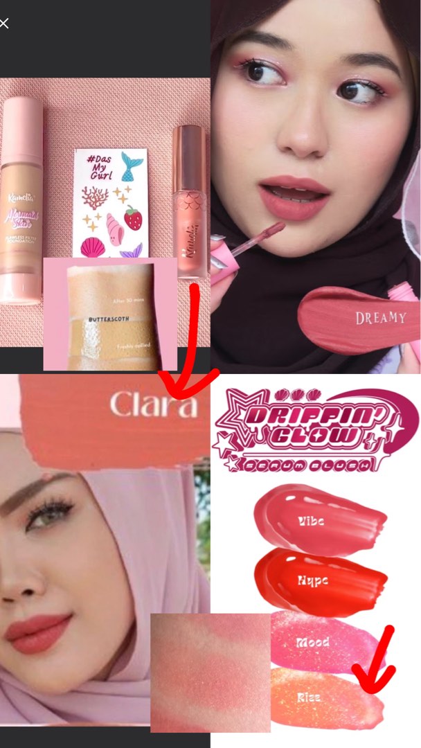 kamelia cosmetics 4 items- mermaid skin flawless filter foundation, lip ...