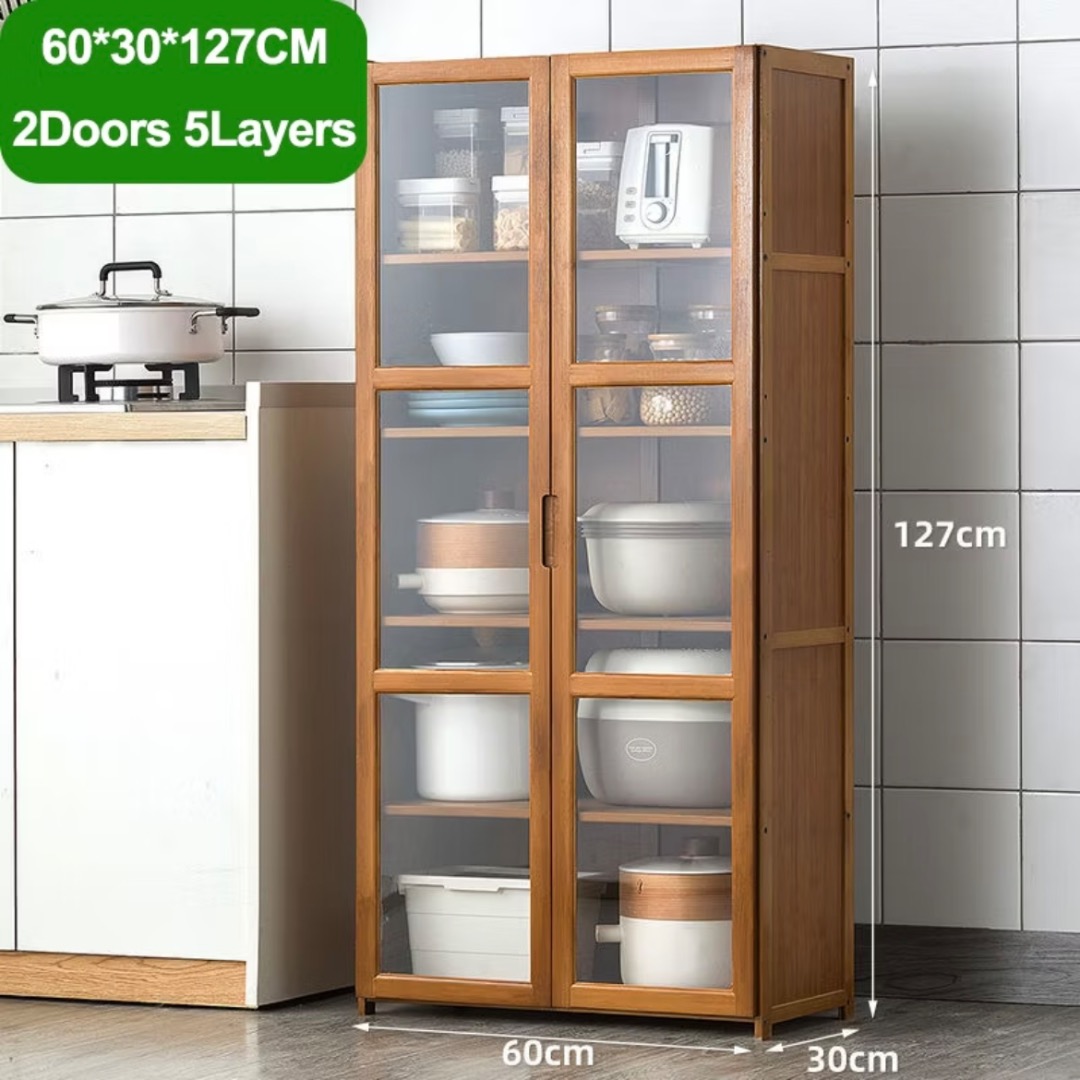 Kitchen Cabinet With Transparent Doors | Multilayered Wooden Kitchen ...