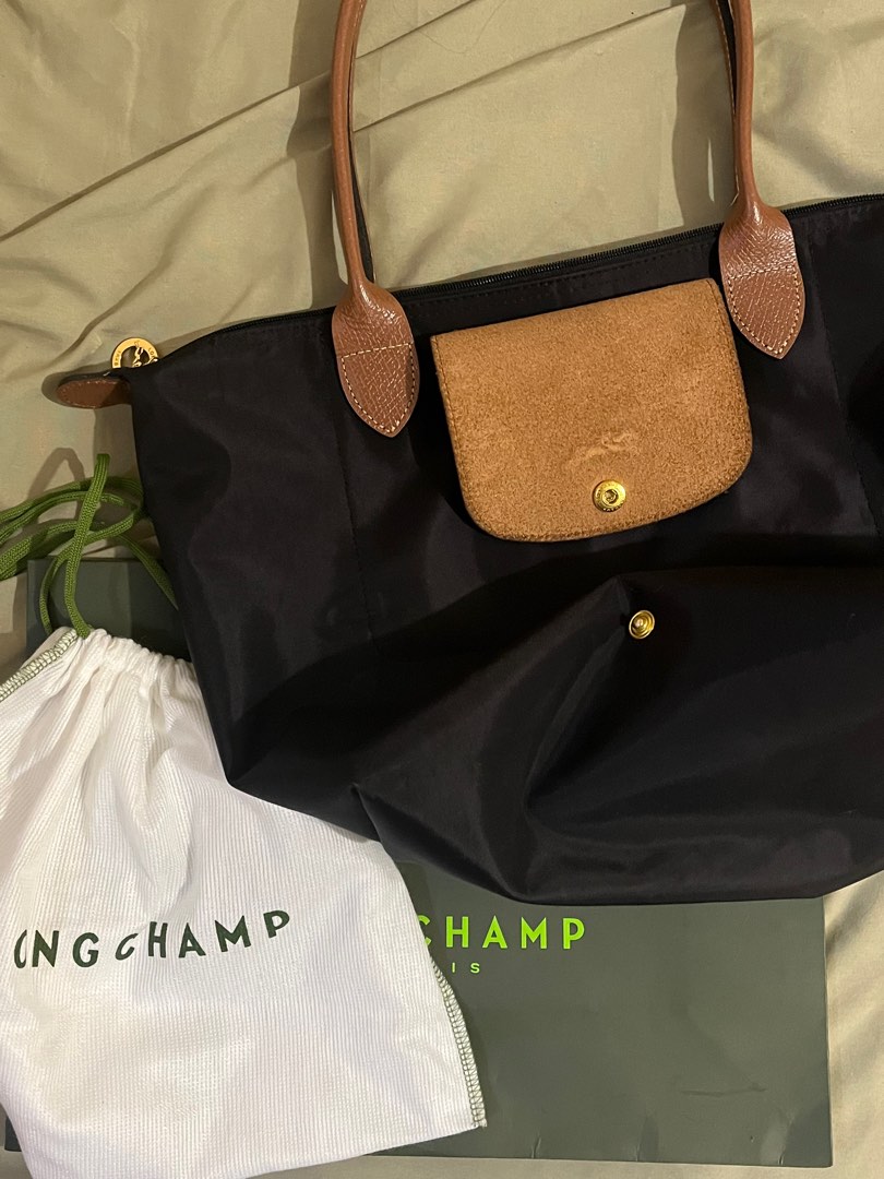 Longchamp Le Pliage Long Handle Tote Bag (Medium), Barang Mewah, Tas ...