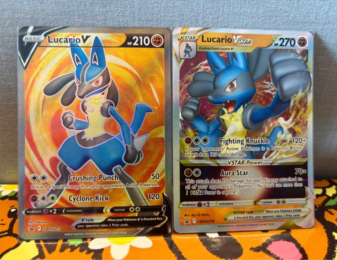 Lucario v full art Lucario vstar Black Star Promo SWSH213 SWSH214 ...