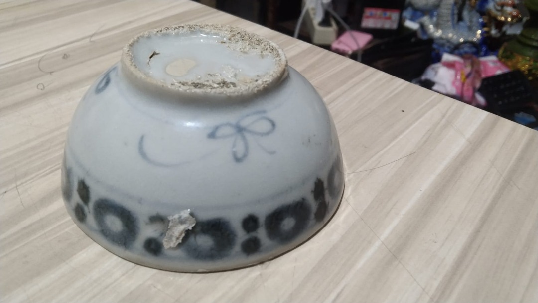 Mangkuk Keramik Corak Bulat Bulat Tua Kuno Jadul Antik, Antik, Pajangan ...