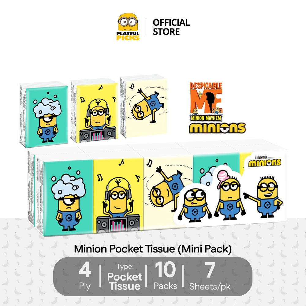 Minion Pocket Tissue (1 Tube x 10packs x 7s/pack) | SoftGreen x ...