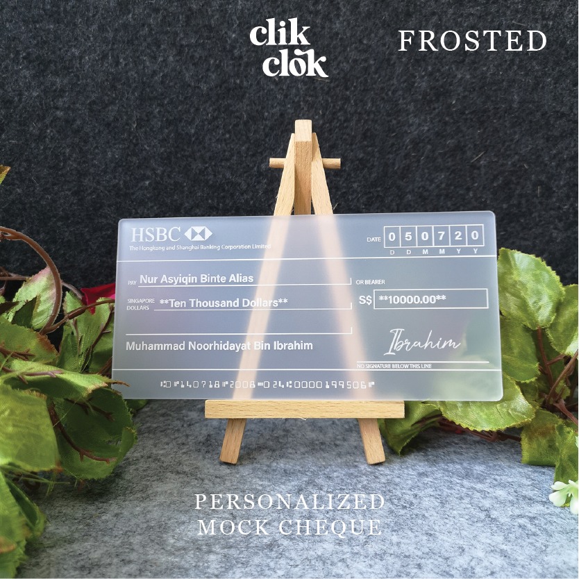 Mock Up Cheque - Engraved Frosted Acrylic with Stand, Hobbies & Toys ...