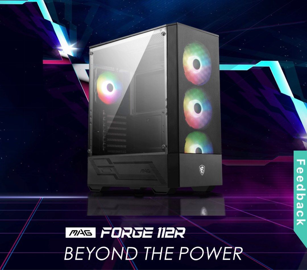 MSI MAG FORGE 112R ARGB MESH AIRFLOW 4 X 120MM ARGB FANS, Computers ...