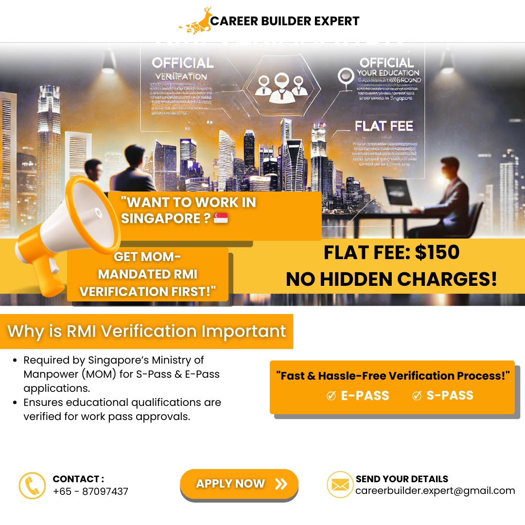 RMI Verification - For Singapore Jobs S-PASS | E-PASS, Computers & Tech, Office & Business ...