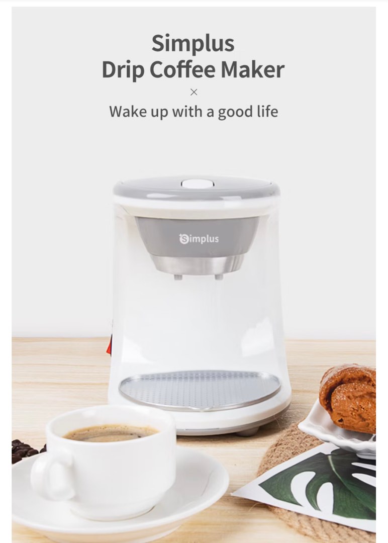 Simplus 0.3L Drip Coffee Maker Coffee Machine 2 Cups 60S Operate Removable Filter Detchable Tray ...