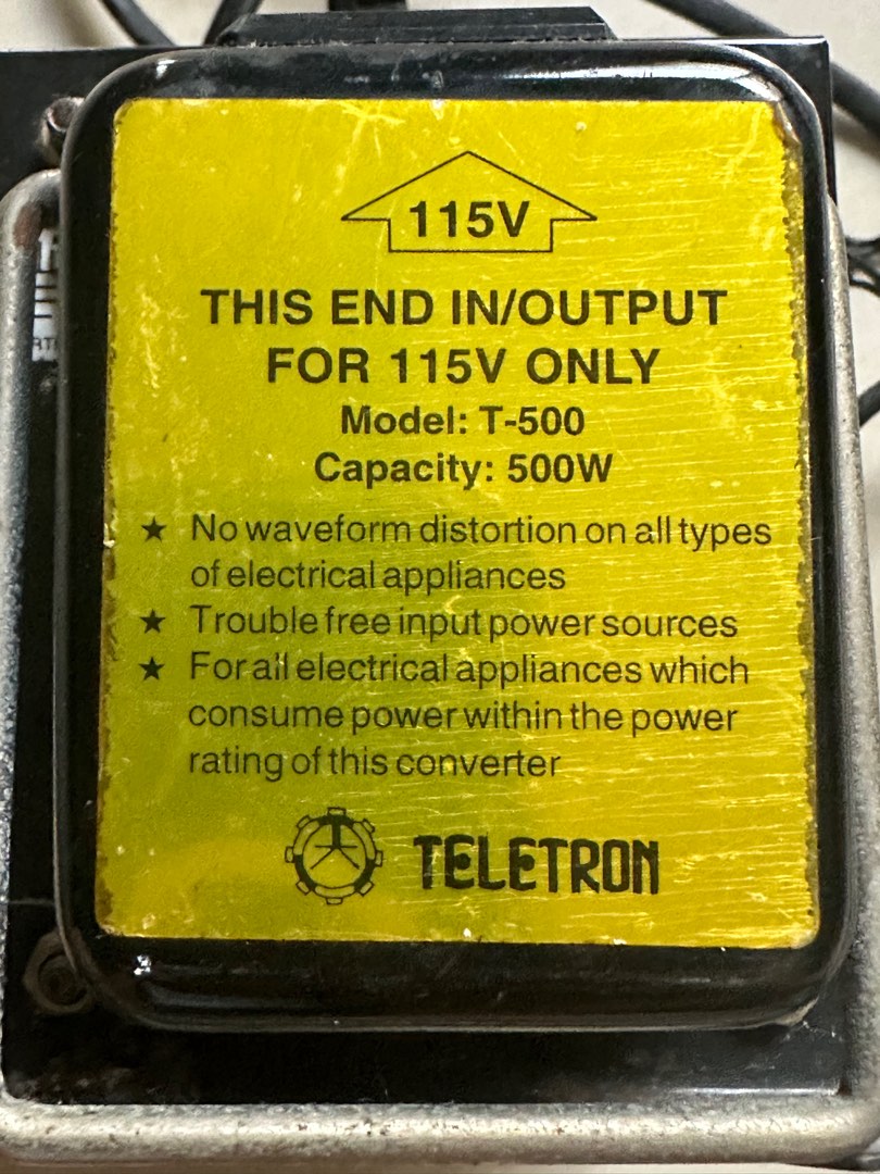 Teletron 500W step down transformer 240V to 110V, TV & Home Appliances ...