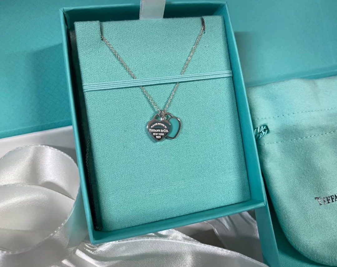 tiff double heart mini sterling silver, Women's Fashion, Jewelry ...