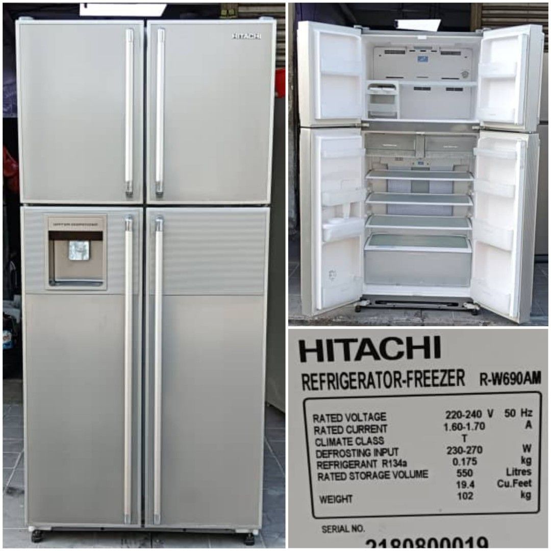 Used Hitachi 4 doors fridge 550L with water dispenser, refrigerator ...