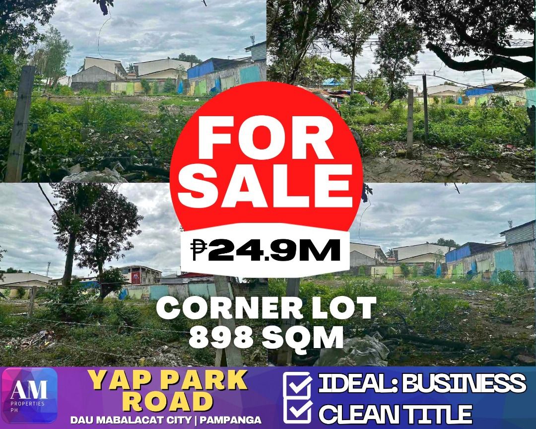 Yap Park Road Dau Mabalacat City, Pampanga Corner Lot 898 sqm for Sale ...
