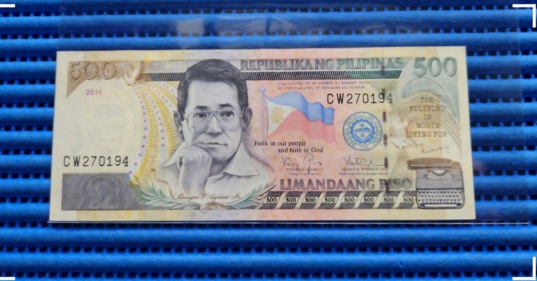2011 Pilipinas 500 Piso Ninoy Aquino Note CW 270194 Philippines ...
