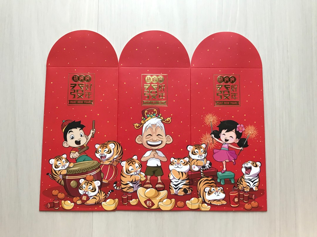 3pcs Ah Huat 2022 tiger red packet / ang pow pao, Hobbies & Toys ...