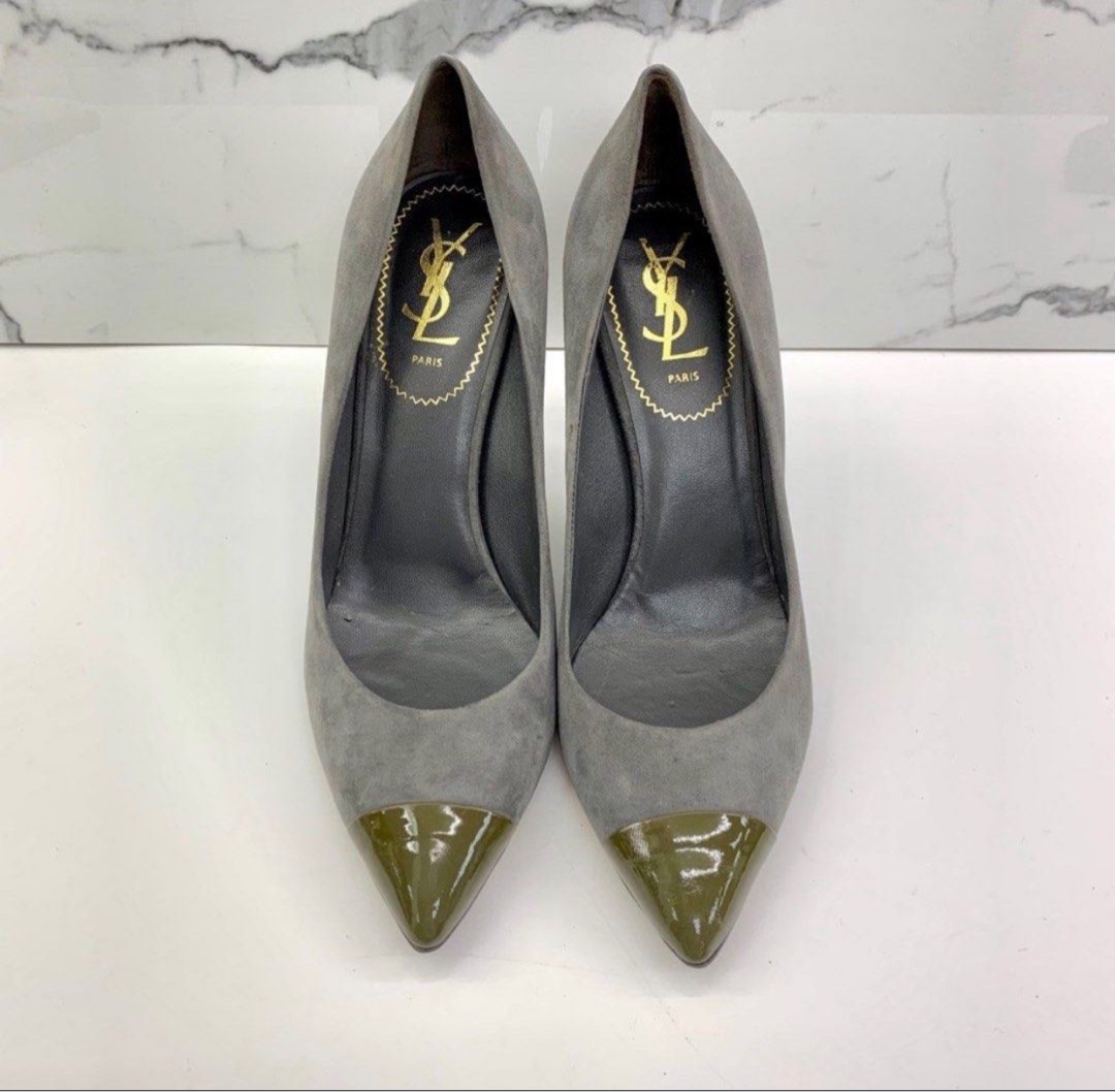 Authentic YSL 2-tone Grey Suede Heels, Luxury, Sneakers & Footwear on ...