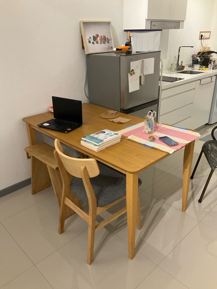 Beautiful Muji style Dining Table Sit 4-6pax, Furniture & Home Living ...