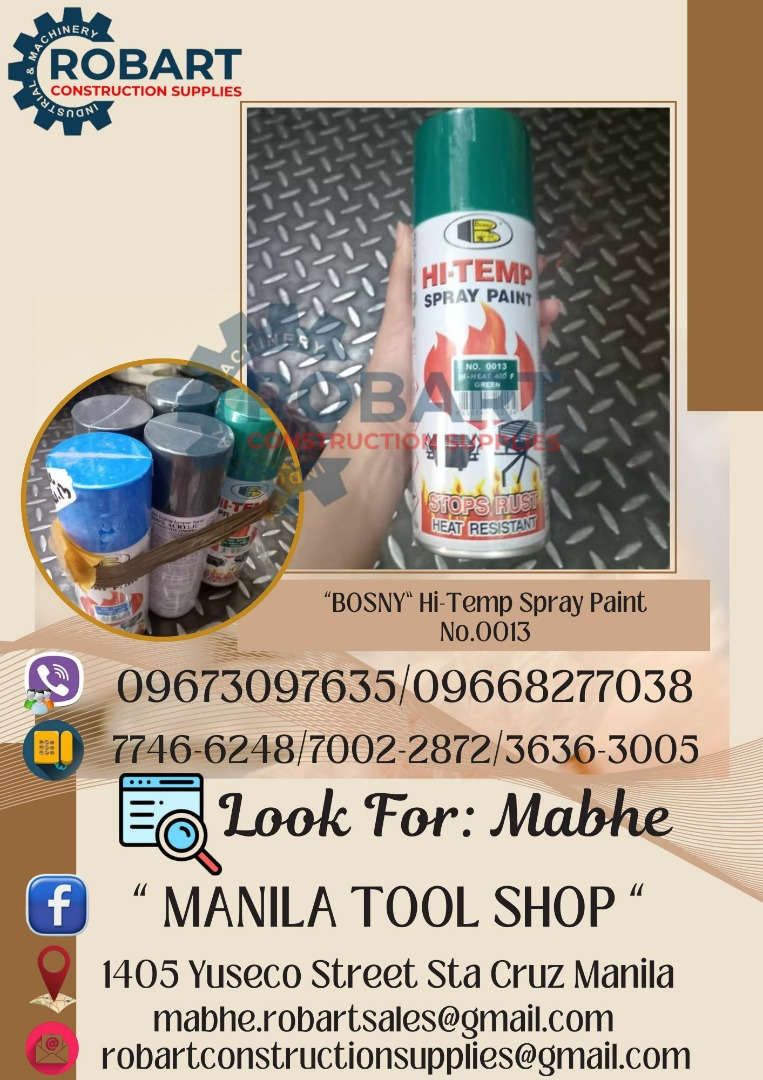 "BOSNY" Hi-Heat Spray Paint No.0013, Furniture & Home Living, Cleaning ...
