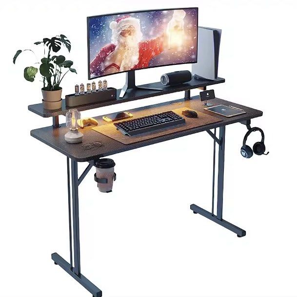 Carbon Fiber Gaming Table | Double Layered Computer Table With Monitor ...