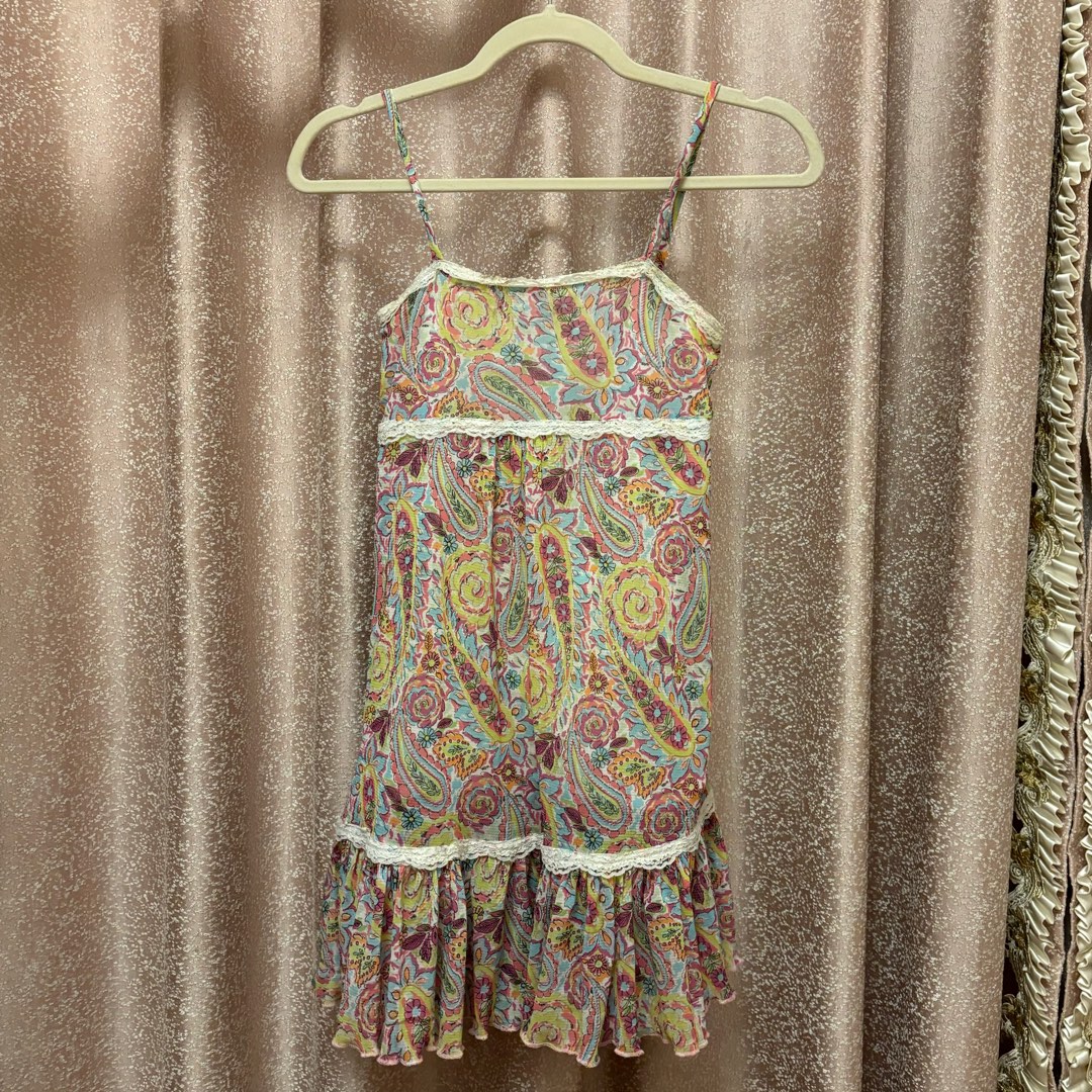 CHLOE super pretty dainty colorful paisley pink yellow green blue ...
