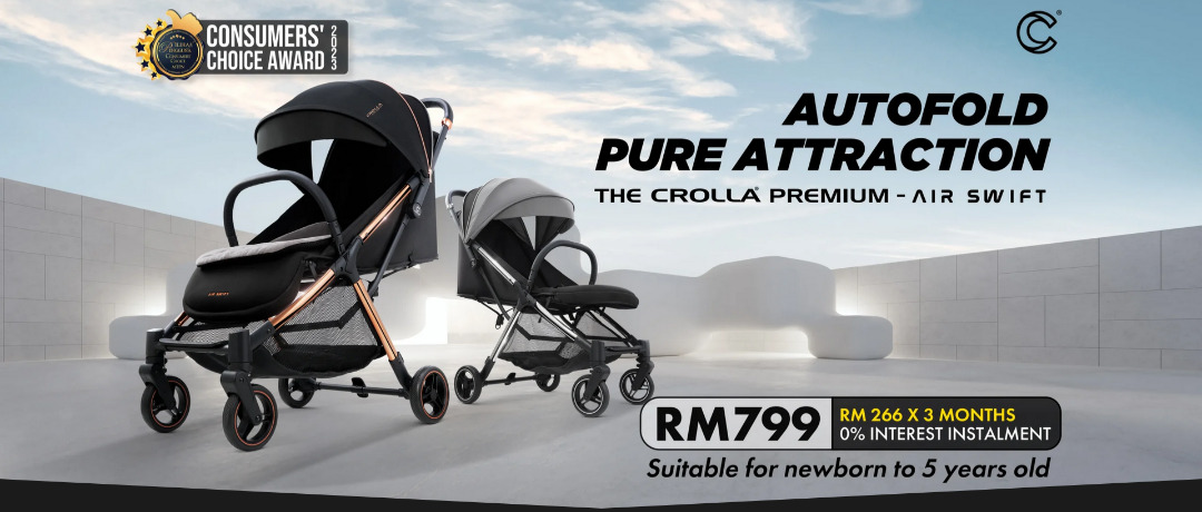 Crolla Air Swift Premium AutoFold Stroller (Newborn-22kg) Compact ...