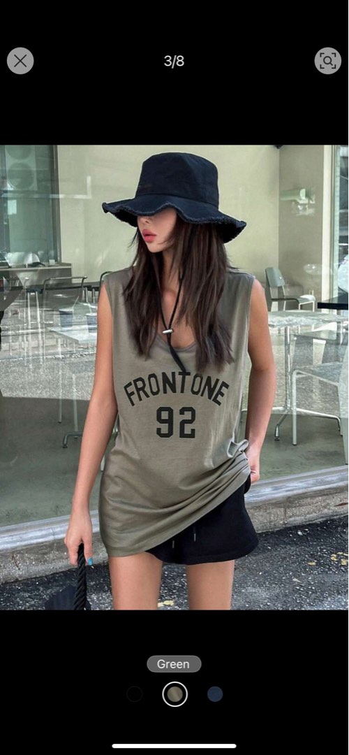 DAZY SHEIN COTTON SLOGAN PRINT ARMY GREEN SLEEVELESS SANDO STREETSTYLE ...