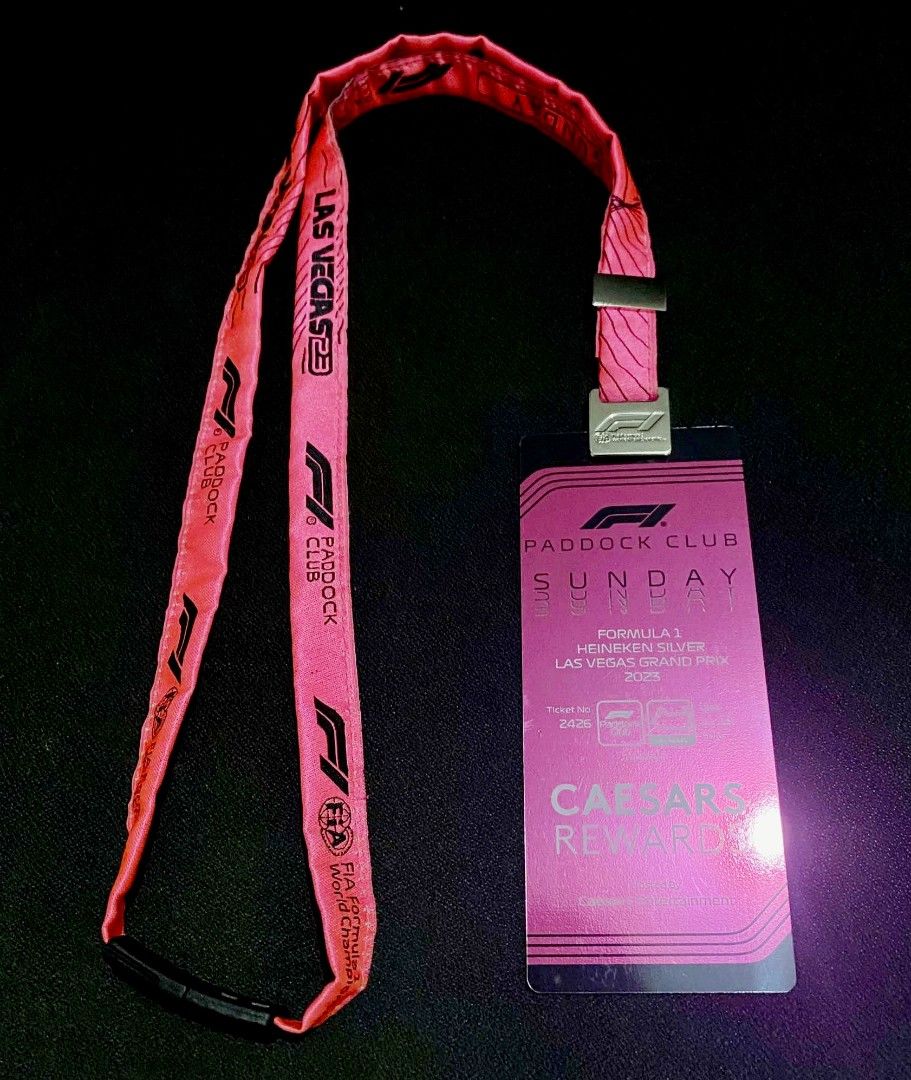 F1 2023 Paddock Club Formula 1 Heineken Las Vegas Grand Prix Lanyard Souvenir Ticket Pass Max ...