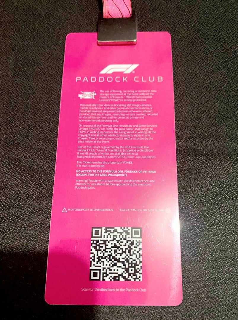 F1 2023 Paddock Club Formula 1 Heineken Las Vegas Grand Prix Lanyard Souvenir Ticket Pass Max ...