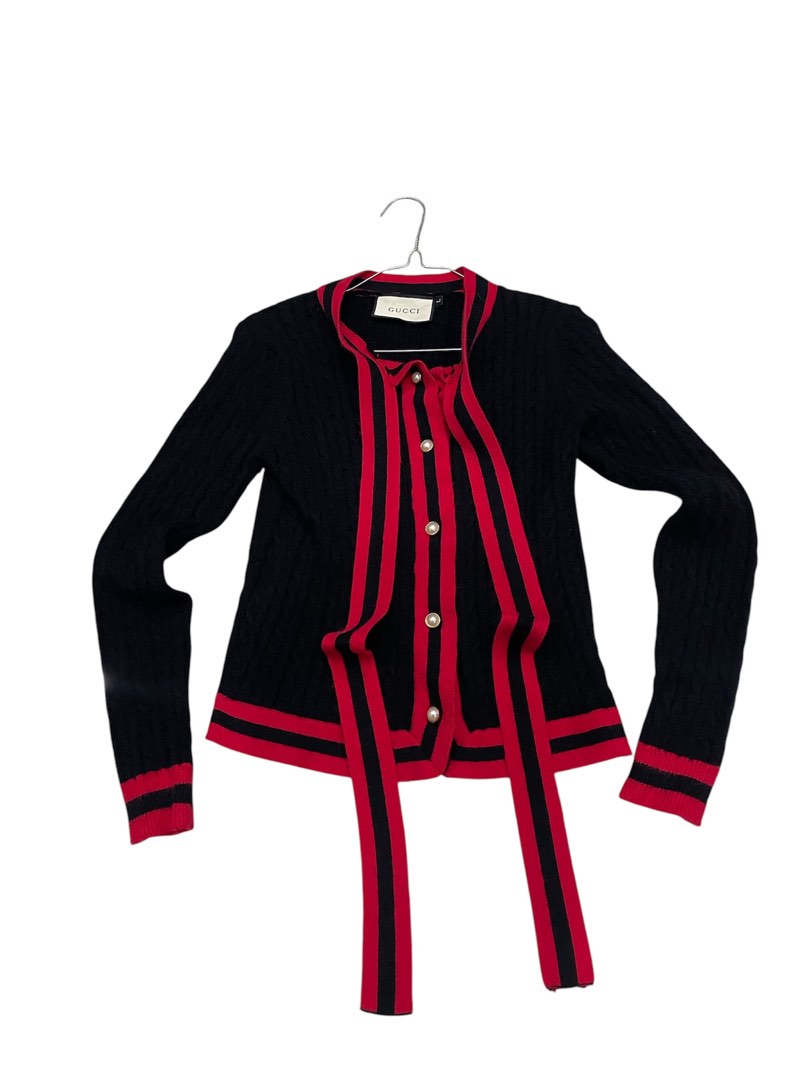GUCCI cable knit cardigan, Women's Fashion, Tops, Longsleeves on Carousell