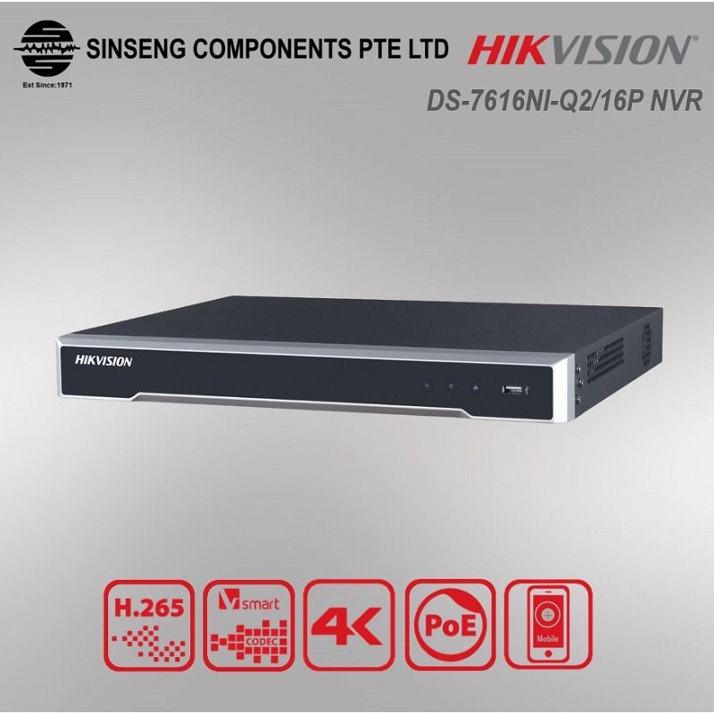Hikvision 16CH NVR - DS-7616NI-Q2/16P Network Video Recorder CCTV ...