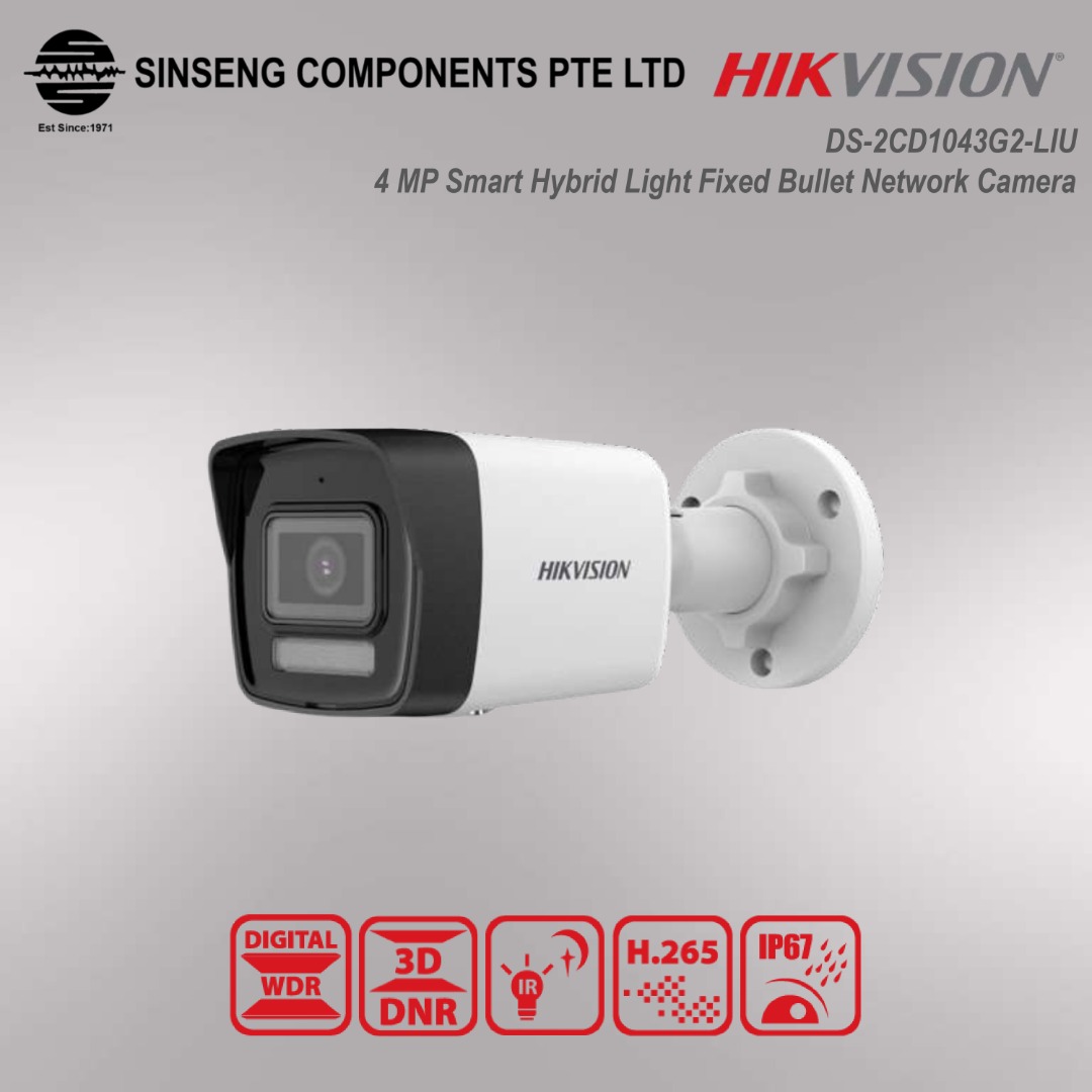 Hikvision DS-2CD1043G2-LIU 4MP Audio Smart Hybrid Light IP67 POE Bullet ...