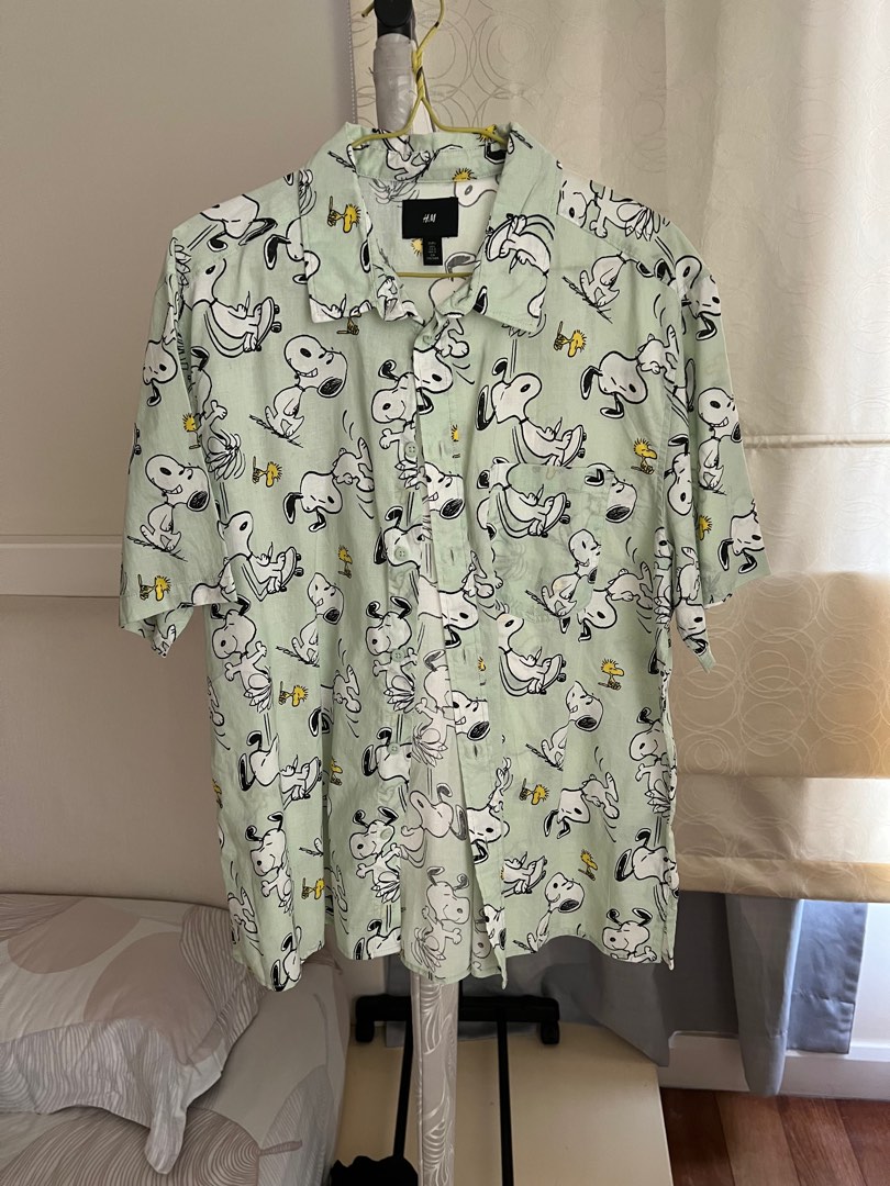 h&m snoopy button up, Men's Fashion, Tops & Sets, Tshirts & Polo Shirts ...