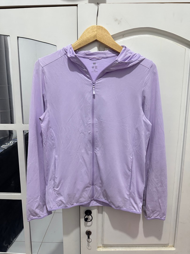 Jaket Uniqlo Airism Lilac Anti UV Running Sporty Gym, Fesyen Wanita ...