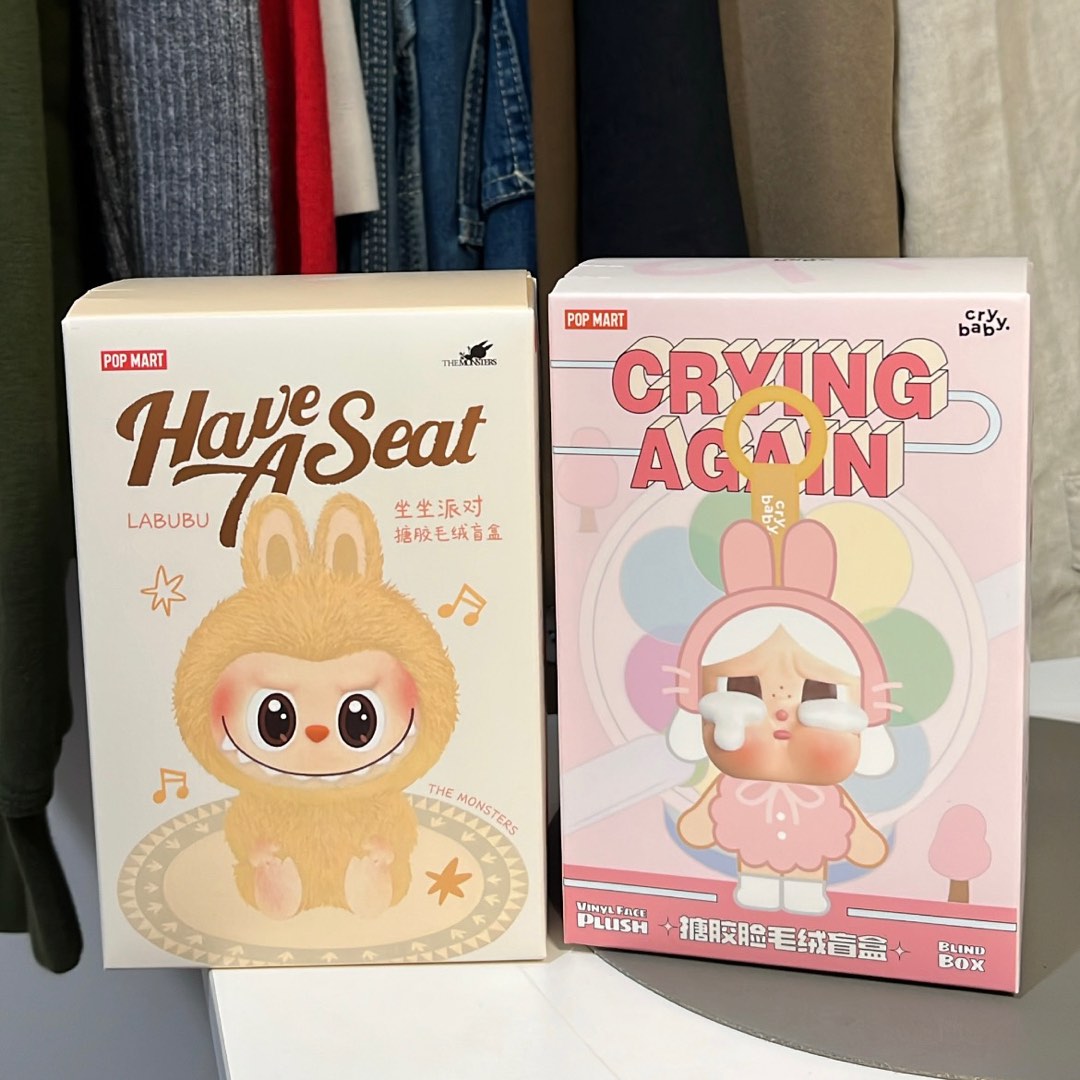 Labubu (have a seat) and Crying Again, Hobbies & Toys, Toys & Games on ...
