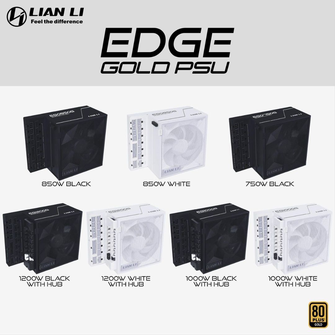 Lian Li Edge Series ATX 3.1 PCIE 5.1 Support 12V-2x6 Connector 80 PLUS ...