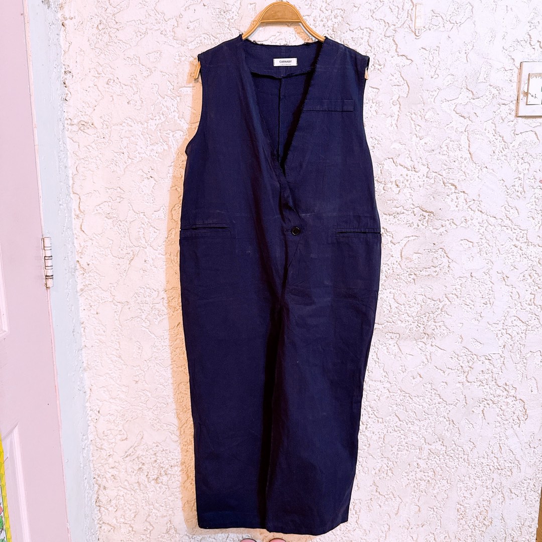 Navy Blue Overalls, Women's Fashion, Dresses & Sets, Jumpsuits on Carousell