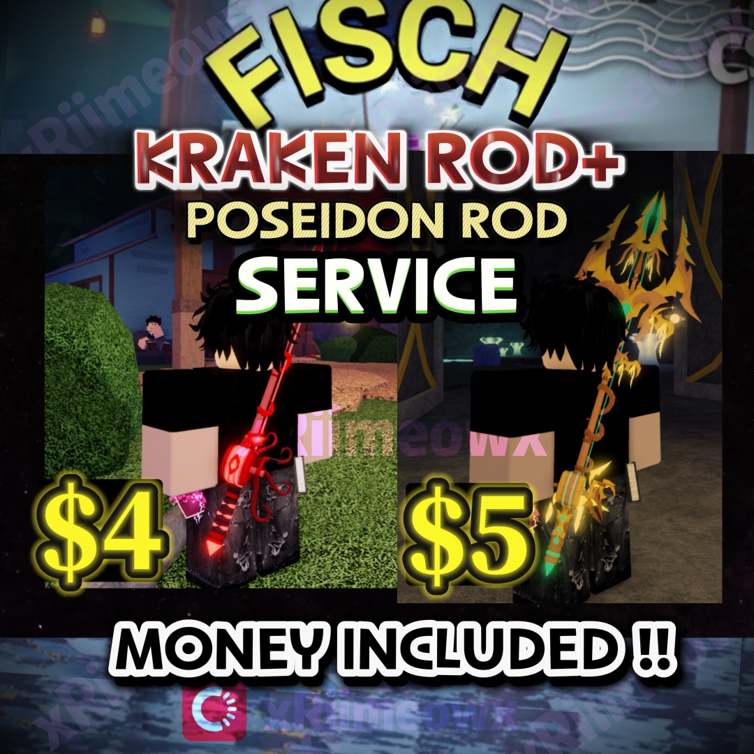 🔥OFFER🔥[FISCH] Roblox Fisch Kraken Rod and Poseidon Rod, Sports ...