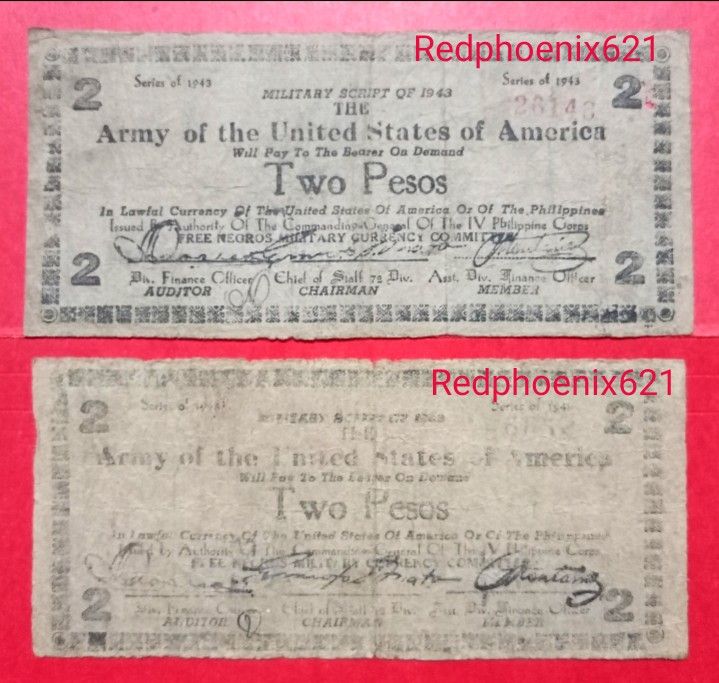 Philippine WWII Guerrilla/Emergency Note 2 Pesos Negros Military Script ...