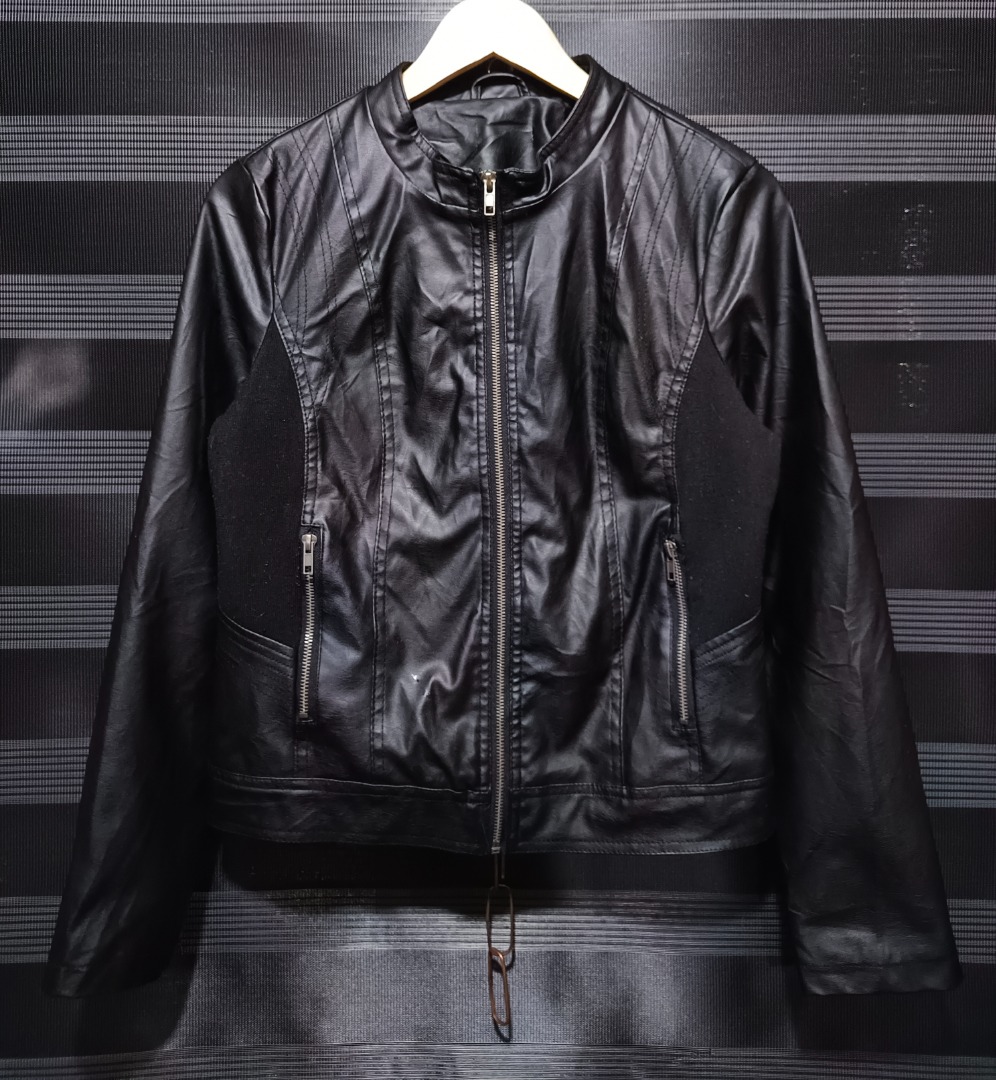 Polyurethane Leather Moto Jacket, Women's Fashion, Coats, Jackets and ...