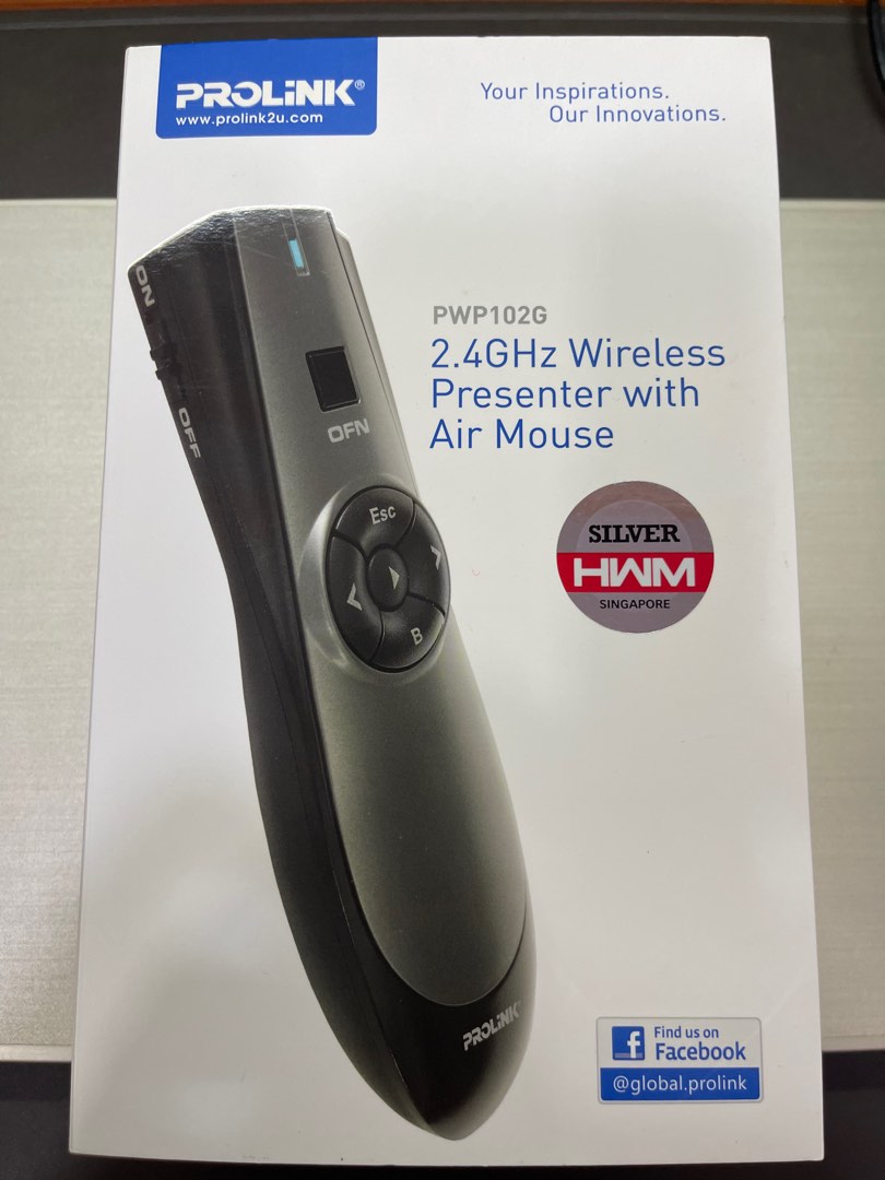 Prolink wireless presenter with air mouse, Computers & Tech, Parts ...