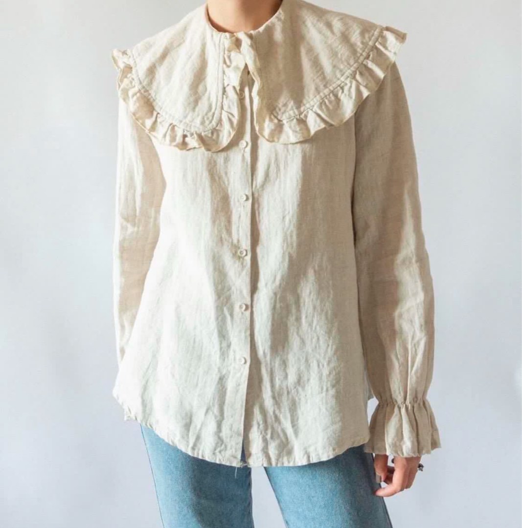 Pure Natural Linen Top in Oat (Medium), Women's Fashion, Tops ...