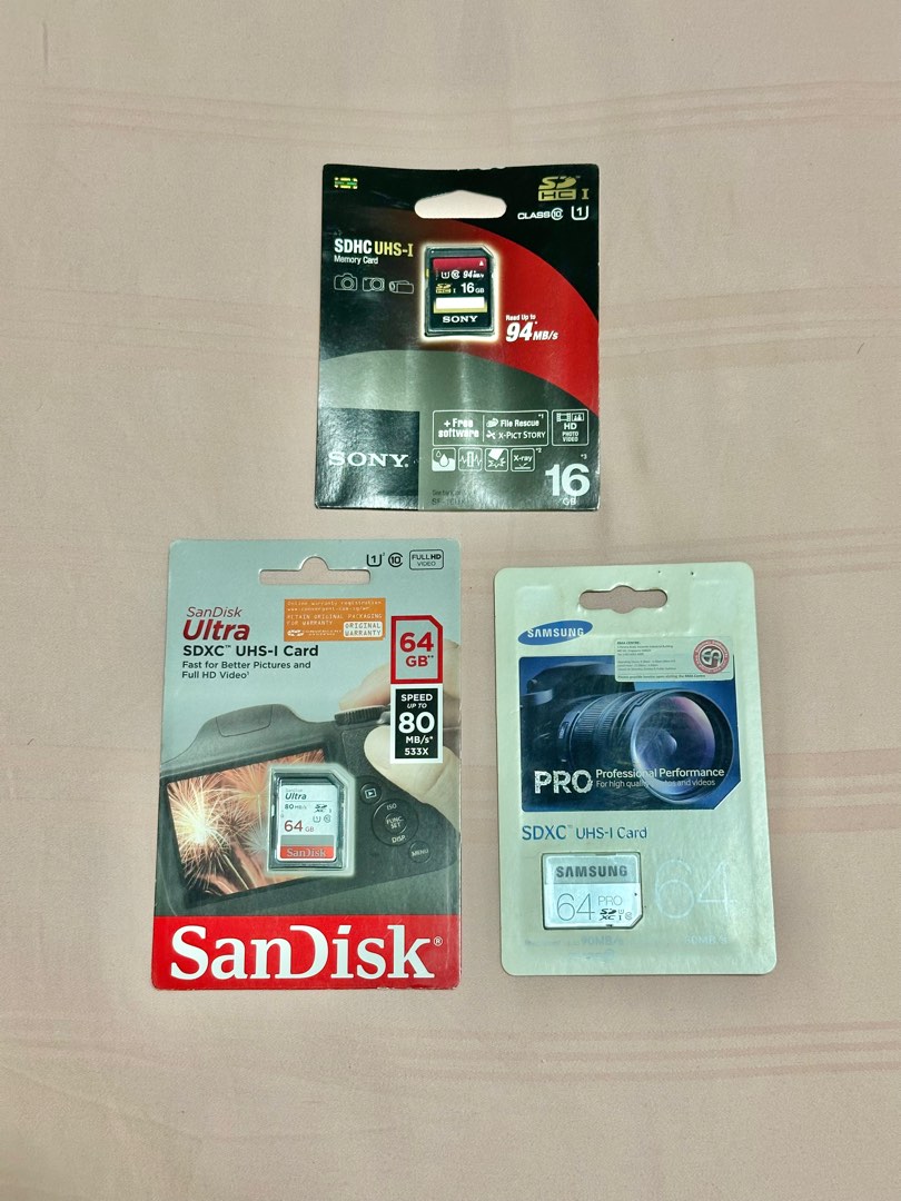 SanDisk/Samsung/Sony Assorted SD Memory Card (From:$8), Photography ...