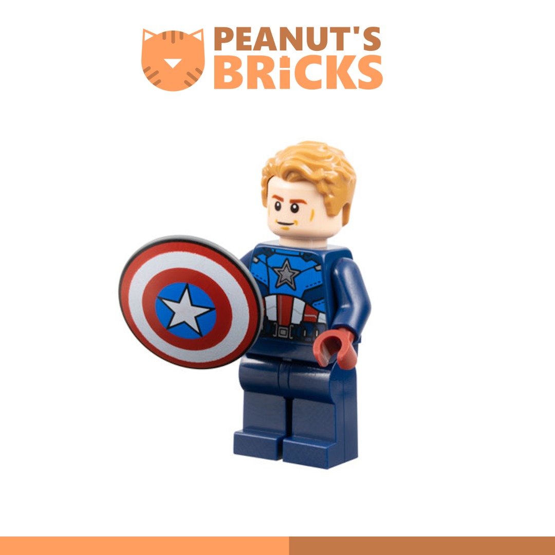 SH0908 Lego Minifigure Captain America - Dark Blue Suit, Dark Red Hands ...
