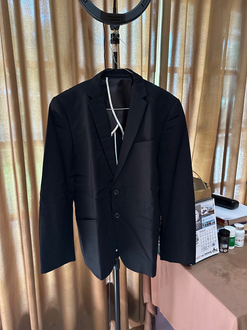 Tete Due Black Blazer Jas Cowo Men Man Jas Hitam Furing Tebal, Fesyen ...