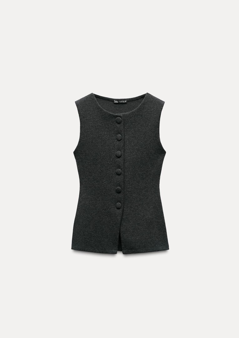 ZARA Soft Buttoned Waistcoat Top, Women's Fashion, Tops, Sleeveless on ...